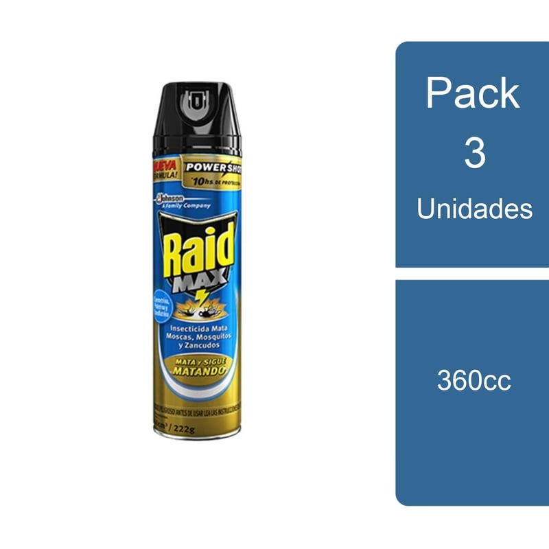 RAID Pack 3 Insecticida Max Doble Acción 360cc Raid | falabella.com