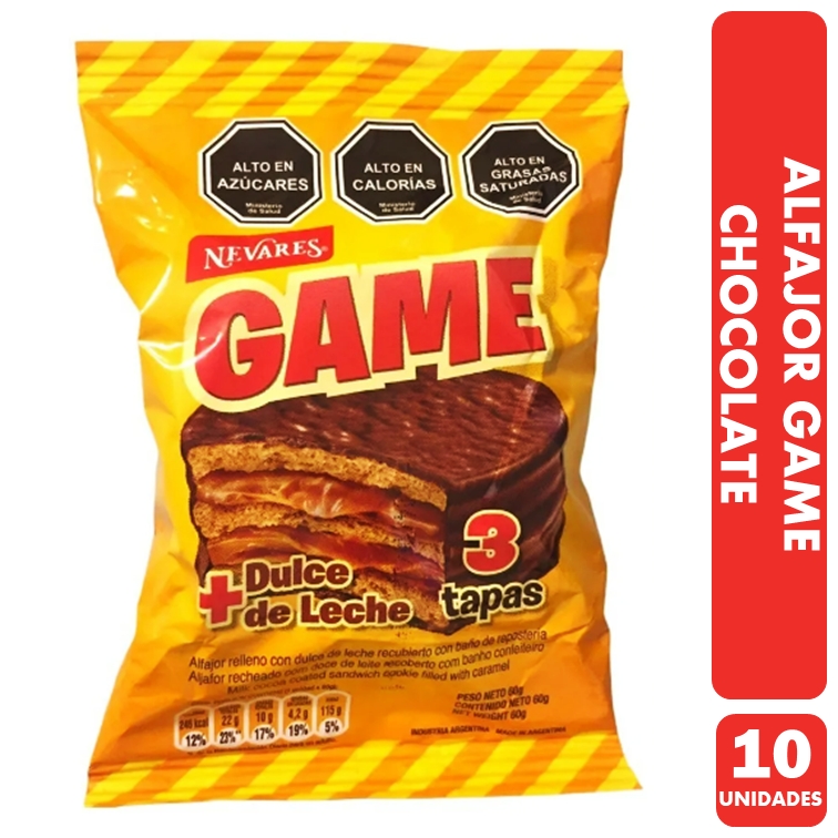 NEVARES Alfajor Game De Nevares - Amarillo (Pack Con 10 Unidades ...