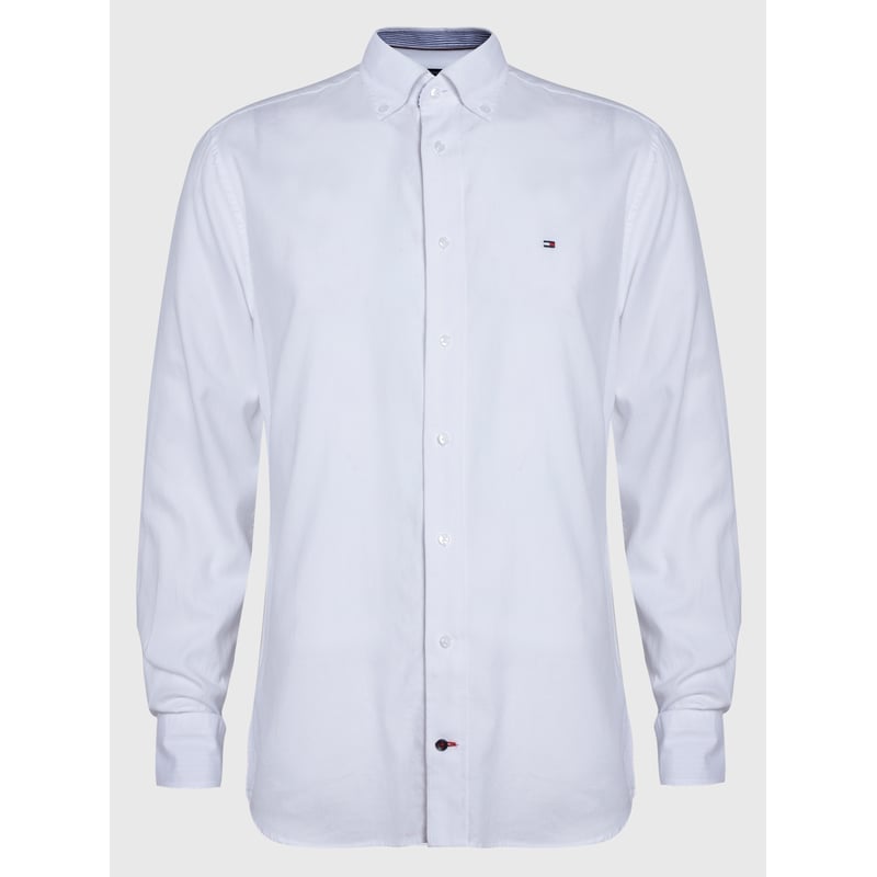 TOMMY HILFIGER Camisa Solid Oxford Con Logo Blanco Hombre | falabella.com