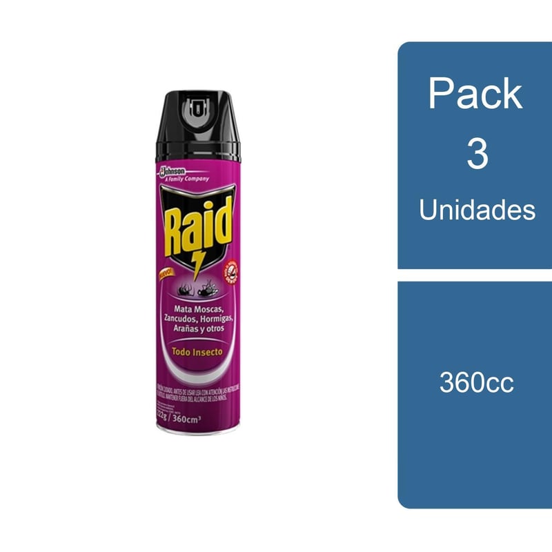 RAID Pack 3 Insecticida Todo Insectos 360cc Raid | falabella.com