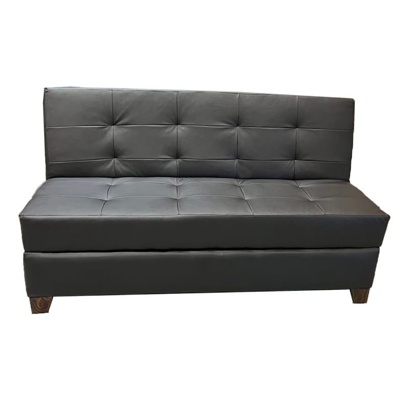 MUEBLES HVM Futon Cama Baul Patagonia 15P Negro Cuero PU Pmadera ...
