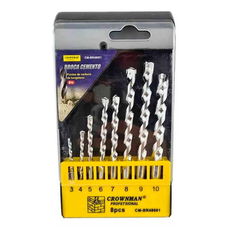 Kit Set Juego Brocas Para Cemento Concreto 8 Piezas Crownman | Sodimac ...