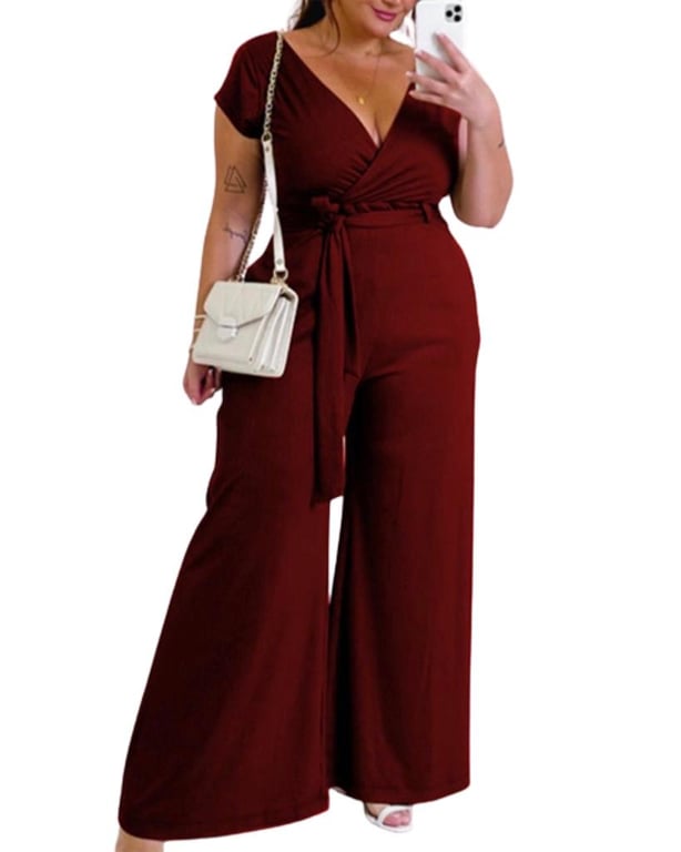 GENERICO Enterito Plus size modelo Palazzo Ana color Burdeo | falabella.com