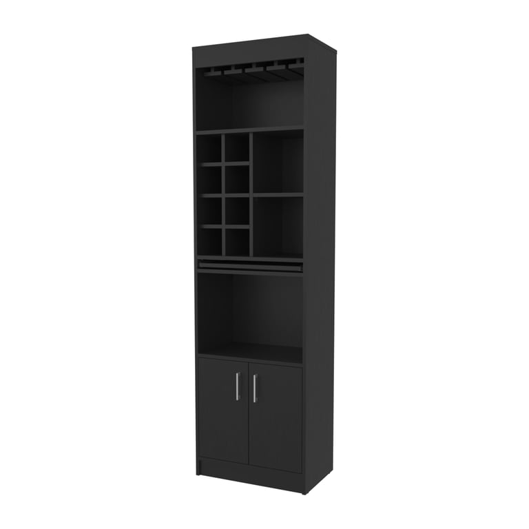 FMFURNITURE BAR ALTO 8 BOTELLEROS REPISA EXTENSIBLE FM-012N NEGRO ...
