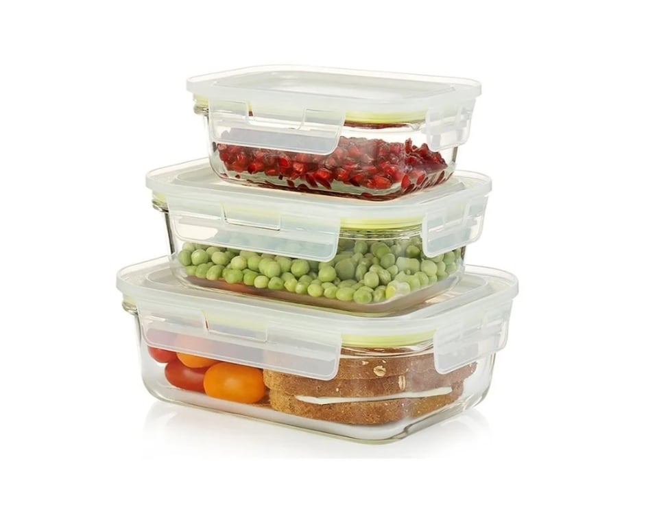 Set 3 Tupper Herméticos De Vidrio Para Comida Taper Comida | Sodimac ...