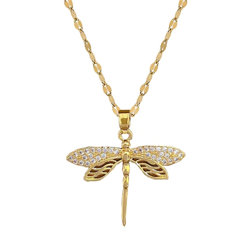 GENERICO Collar Libélula Cadena En Acero Inoxidable - Bañado Oro 18k ...