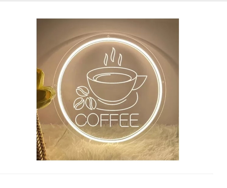 Letrero Led Neón Cafe Coffee Taza Cafetería Circular Luminos | Sodimac ...