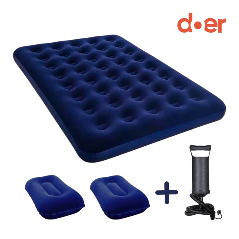 DOER Colchón inflable Doble 191x137x22 con inflador manual y 2 ...