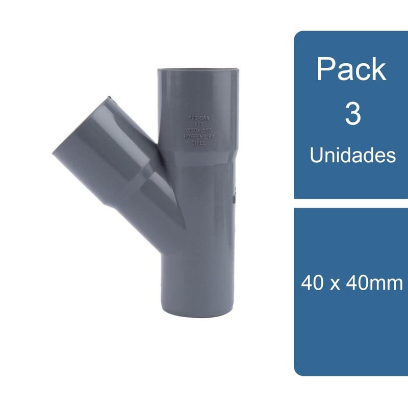 GENERICO Pack 3 Vee PVC Sanitario Gris 40 x 40mm PVC | falabella.com