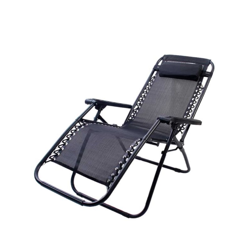 Silla Reposera Plegable Portatil Con Porta Bebidas Negro | Sodimac ...
