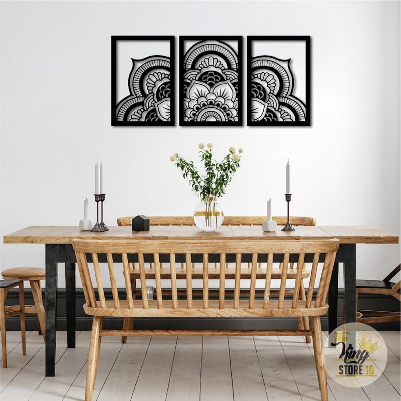 GENERICO Set de 3 Cuadros Decorativos de Mandala # 1 NEGRO | falabella.com