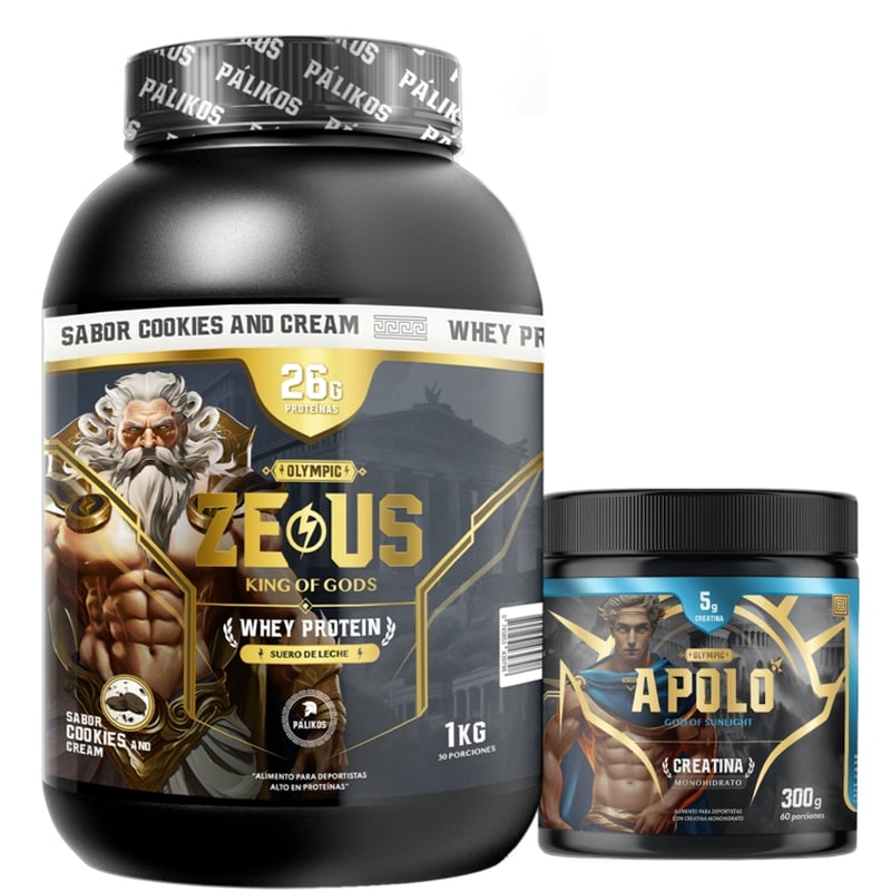 PALIKOS FITNESS Pack Guerrero- Proteina Zeus 1kg Cookies and Creams ...