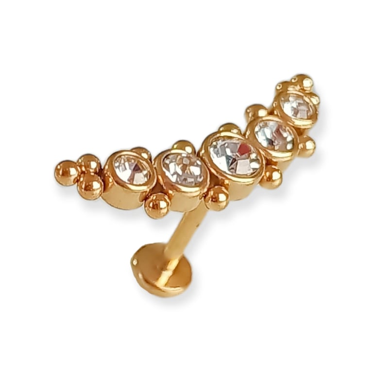 ELBAULDEJUMA Piercing Luna Oreja Tragus Conch Labret Chapado En Oro 18k ...