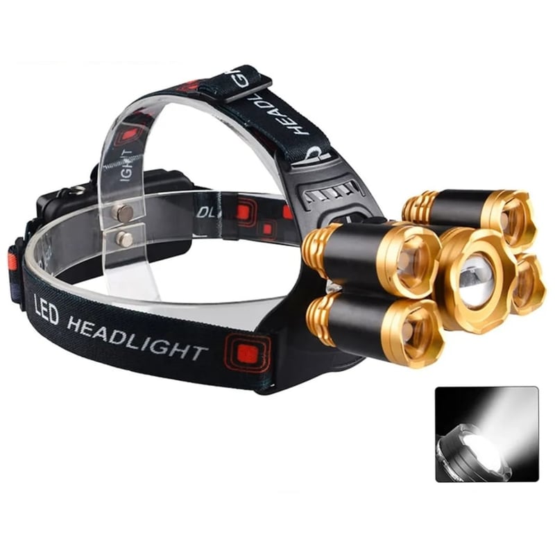 GENERICO Linterna Led Cabeza 5 Luces Led Recargable casco minero ...