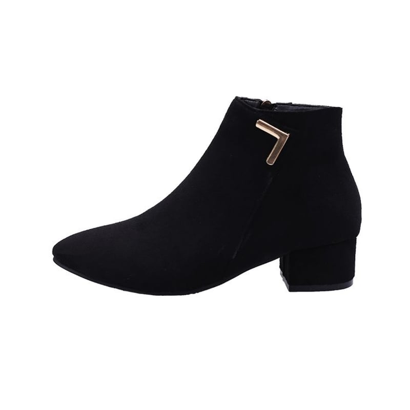 VATYERTY Mujer Botines con diseño metal con cremallera lateral de punta ...