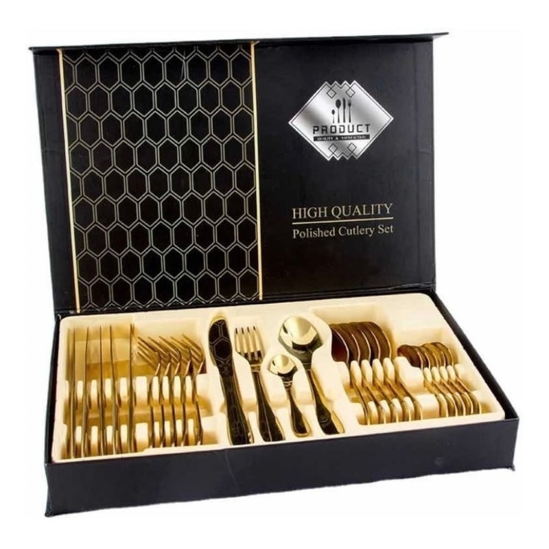 U BUY Set Cubiertos Acero Inoxidable 24 Piezas Color Oro | falabella.com