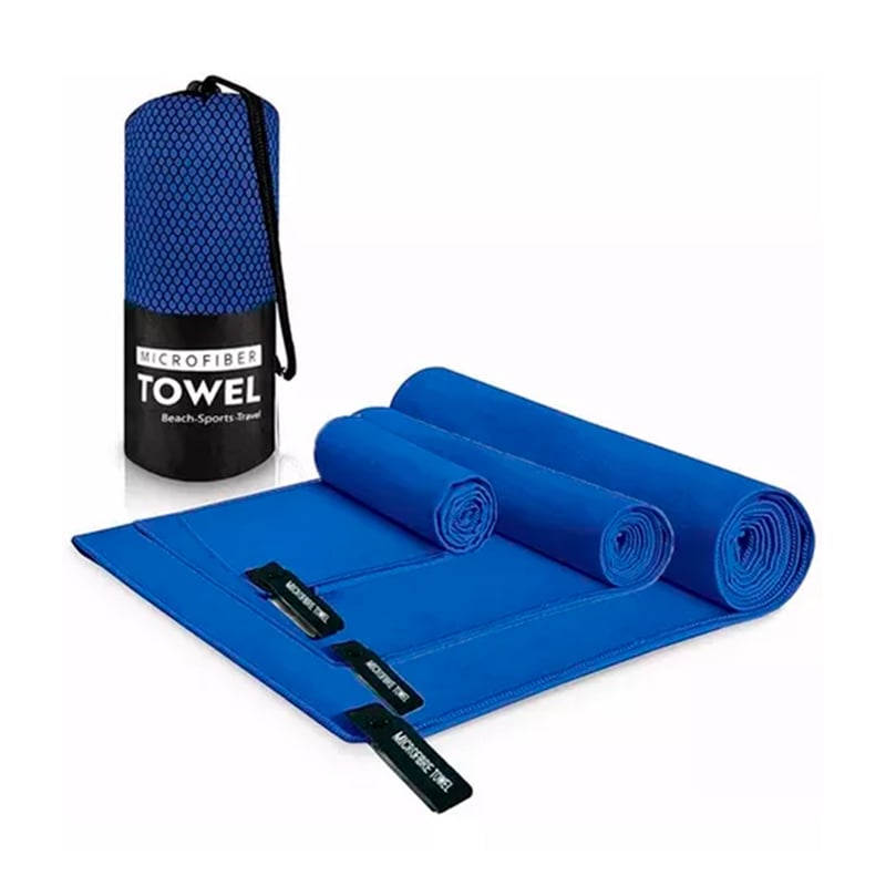 GENERICO Set 3 Toalla Baño De Microfibra Secado Rápido Azul | falabella.com