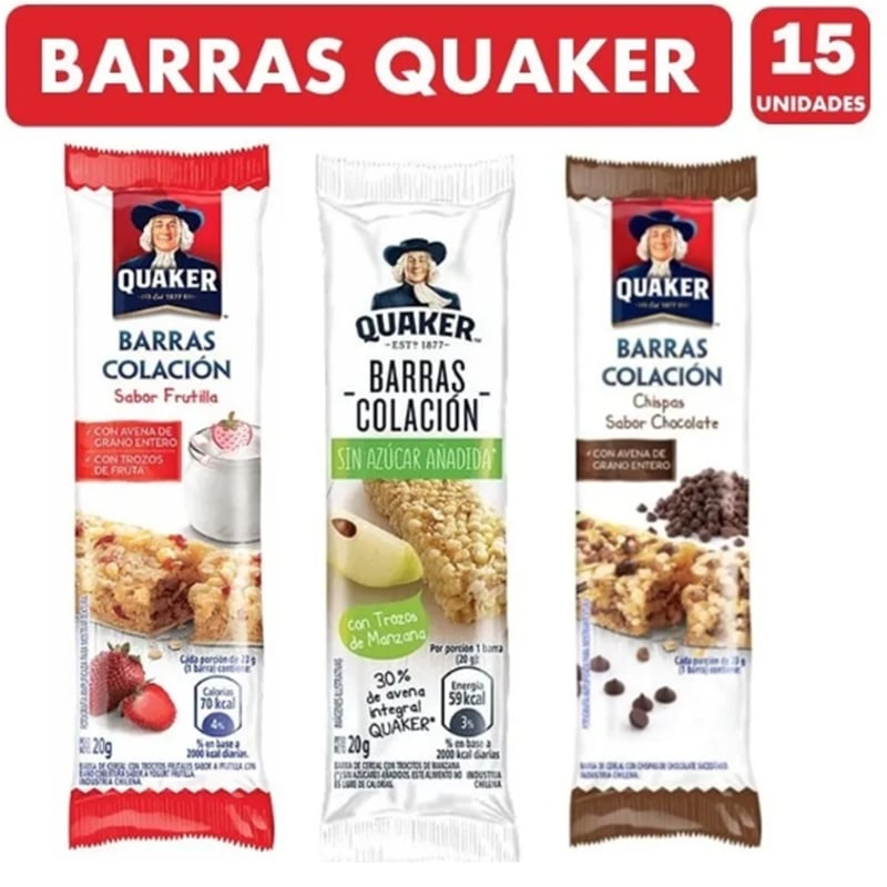 QUAKER Barras De Cereal Quaker, Sabores Surtidos (pack 15 Unidades ...