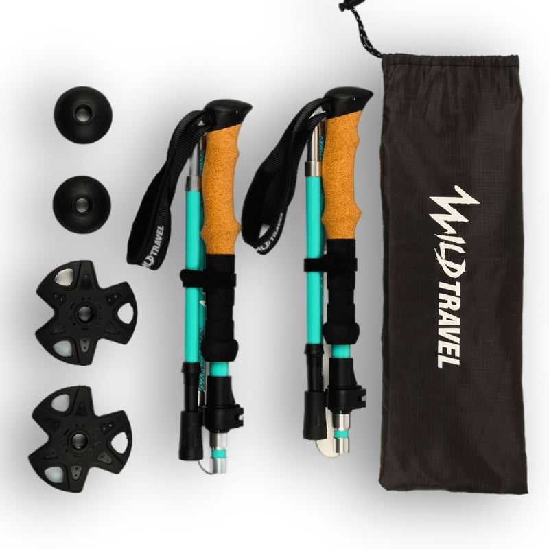 WILD TRAVEL Pack Bastones Plegables de trekking Wild Travel Celeste ...