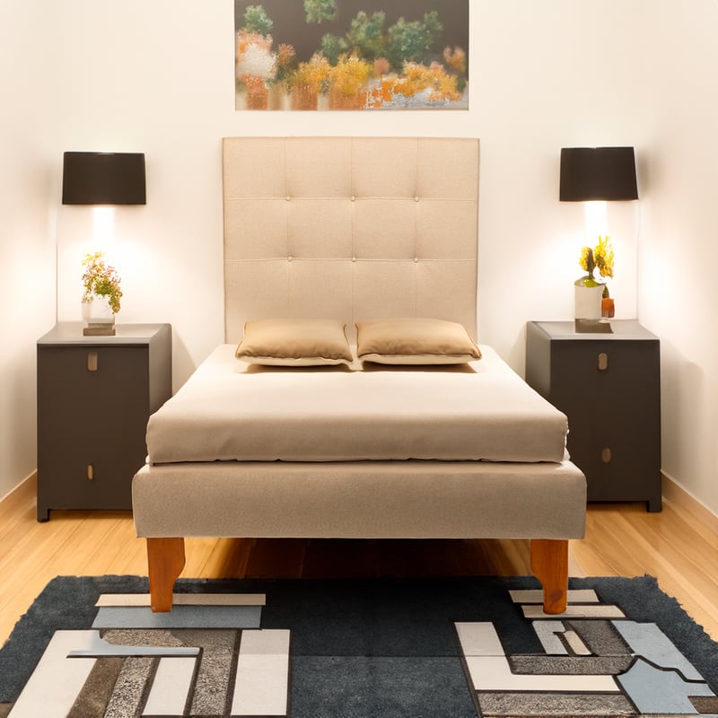 MUEBLES NEW CAMA PLAZA Y MEDIA BEIGE LINO | falabella.com