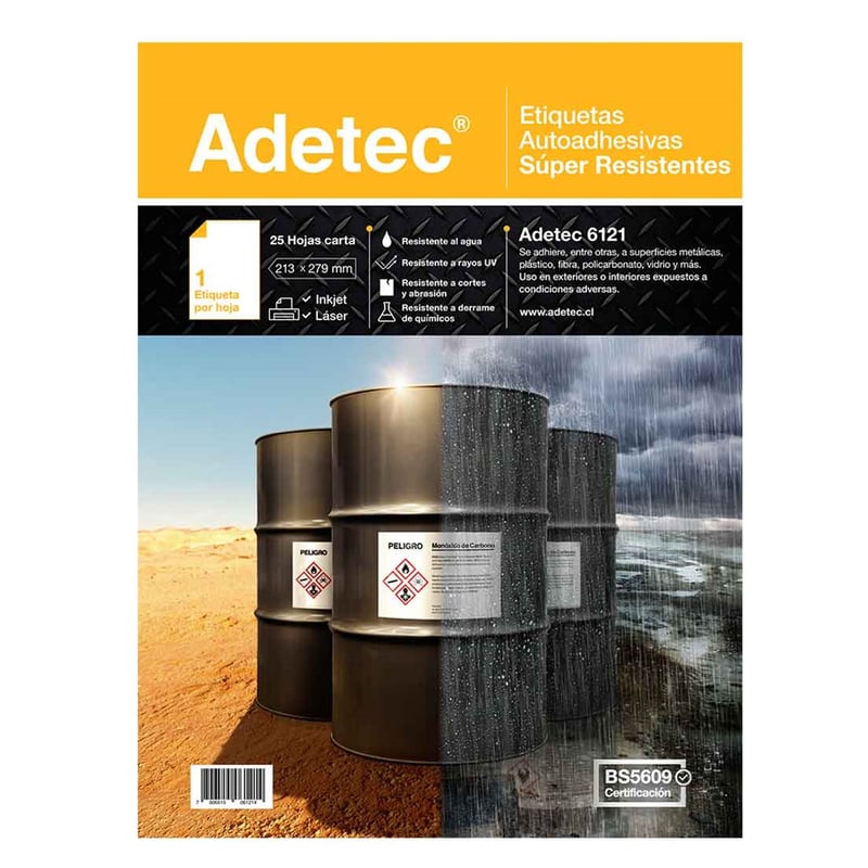 ADETEC Etiqueta Súper Resistentes Tamaño Carta 25 Hojas Adetec ...