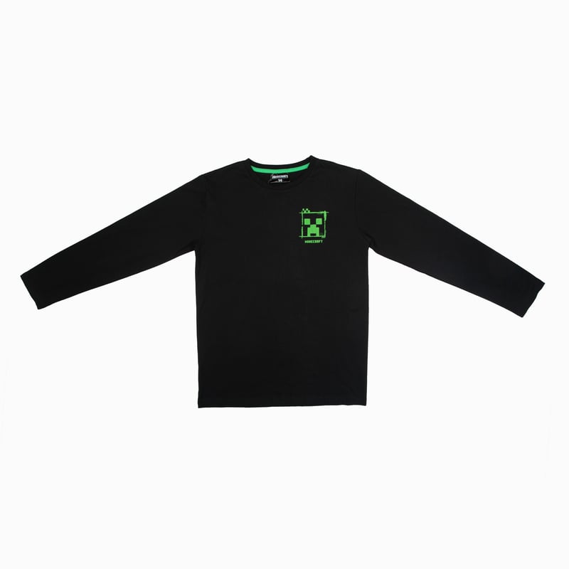 MINECRAFT Polera Manga Larga Niño Minecraft Cuadro espalda Negro ...