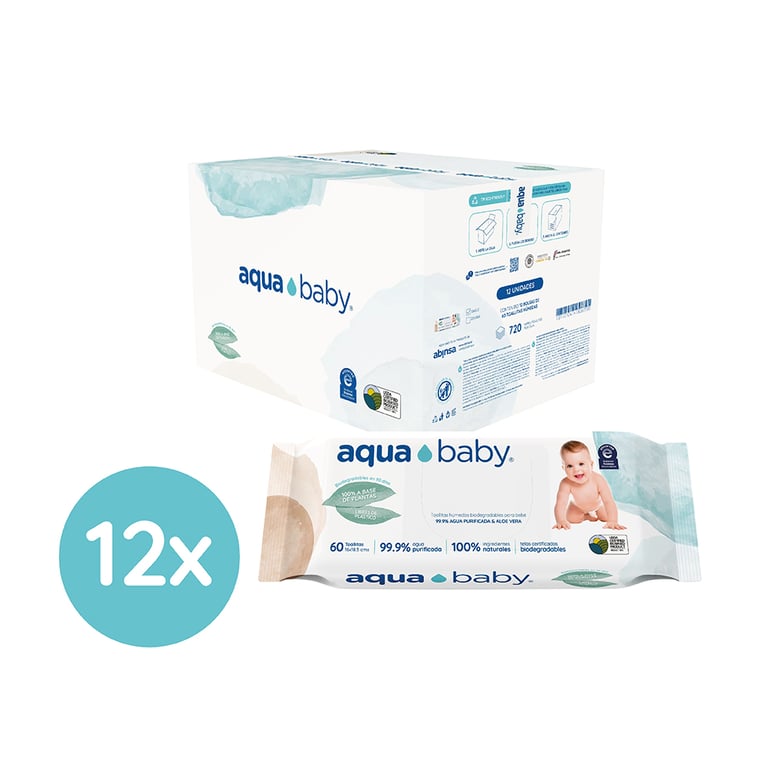 AQUA BABY Caja 12 Toallitas Húmedas Biodegradables Aqua Baby 60 ...