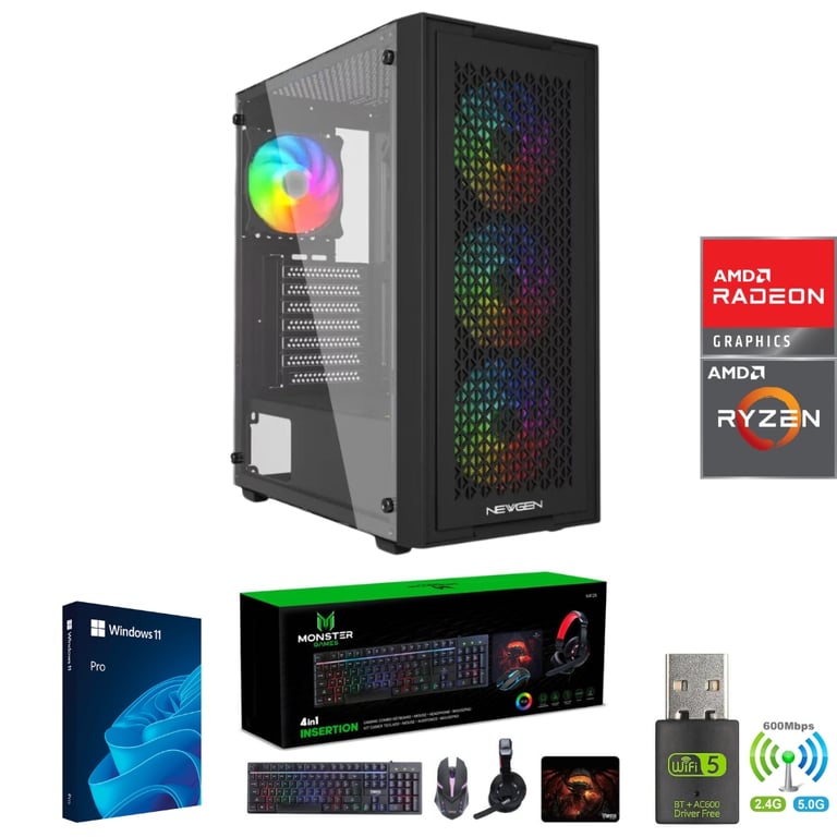 AMD CORP Pc Gamer AMD Ryzen 5 5500 - 32GB RAM - RX 6600 - 2TB - Wifi ...