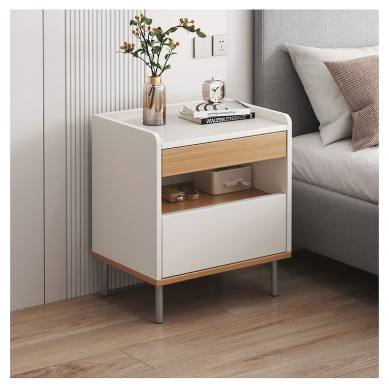 HOMER DESIGN Velador vanguardia 2 Niveles Con Cajones Homer Design 45* ...