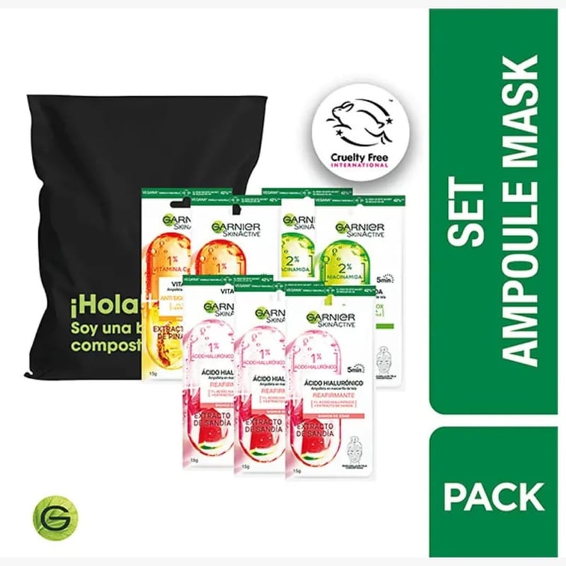 GARNIER Pack De 7 Mascarillas Ampoule Mask Garnier Skin Active ...