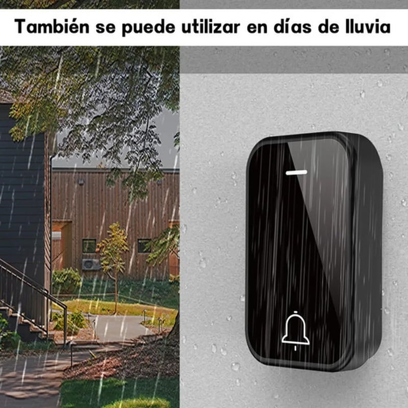 AIZO Negro Timbre Inalambrico Exterior Portatil Autoalimentado ...