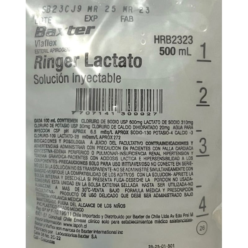 GENERICO SUERO RINGUER LACTATO 500 CC BAXTER X 10 unidades | falabella.com