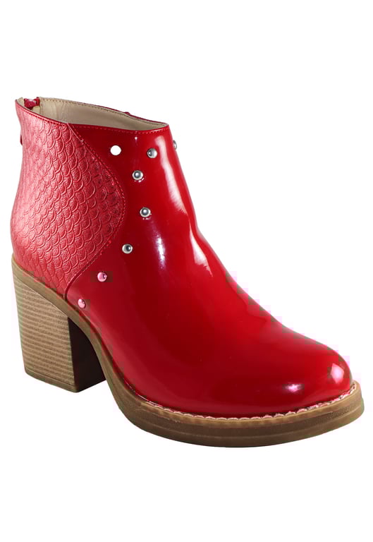 DINASTELLA Botines de taco alto Rojos para Mujer Casuales Danicolle ...
