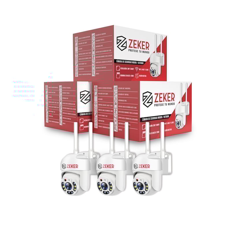 ZEKER Pack x3 Cámara de Seguridad Wifi Impermeable Zeker 2MP 5G ...