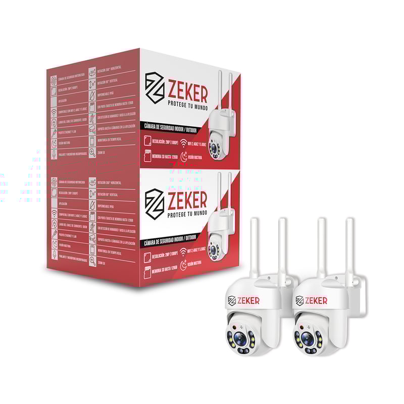 ZEKER Pack x2 Cámara de Seguridad Wifi Impermeable Zeker 2MP 5G ...