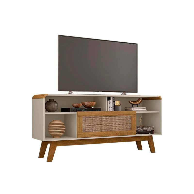 Rack Tv 55 Lazuli Blanco Invierno Rattan | Sodimac Chile