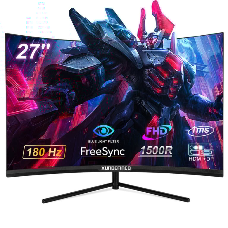 XUNDEFINED Monitor Gamer Curvo 27 pulgadas Full HD 180Hz 1ms FreeSync ...