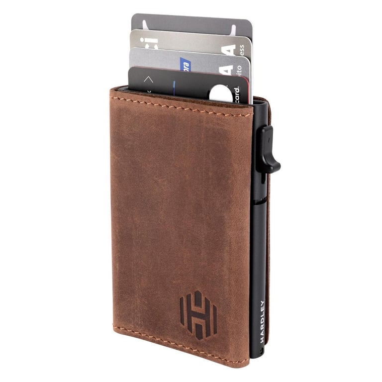 HARDLEY Billetera Hombre Cuero Tarjetero Protección Rfid - Cafe ...