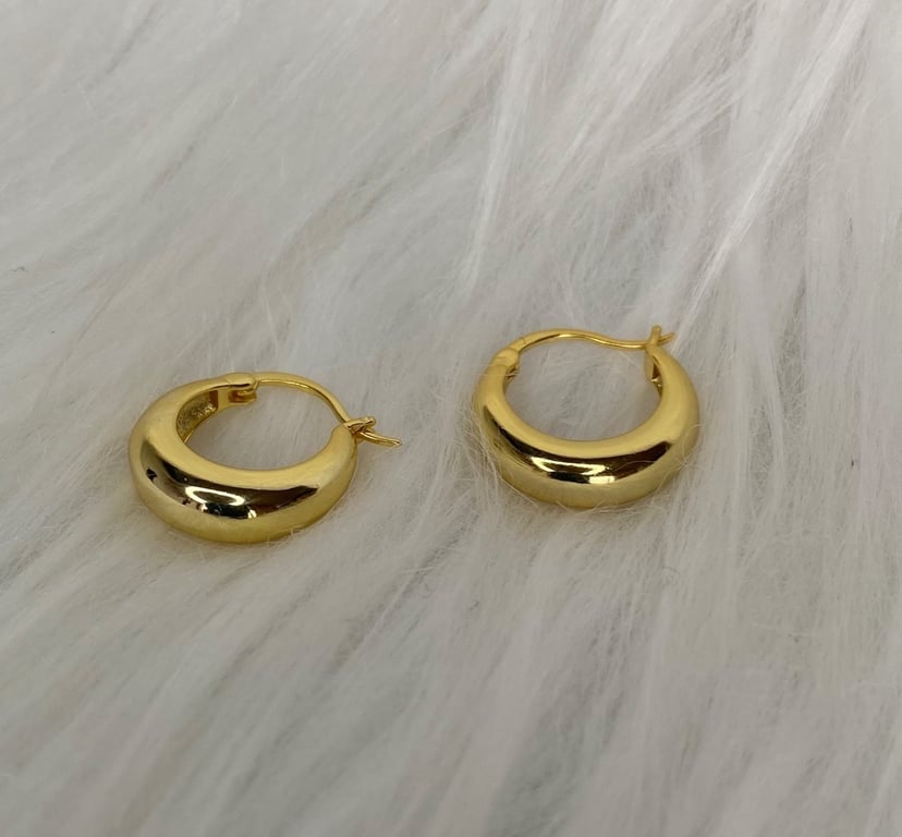 GENERICO Aros Argolla Bote Dama Grandes Plata 925 Baño En Oro ...