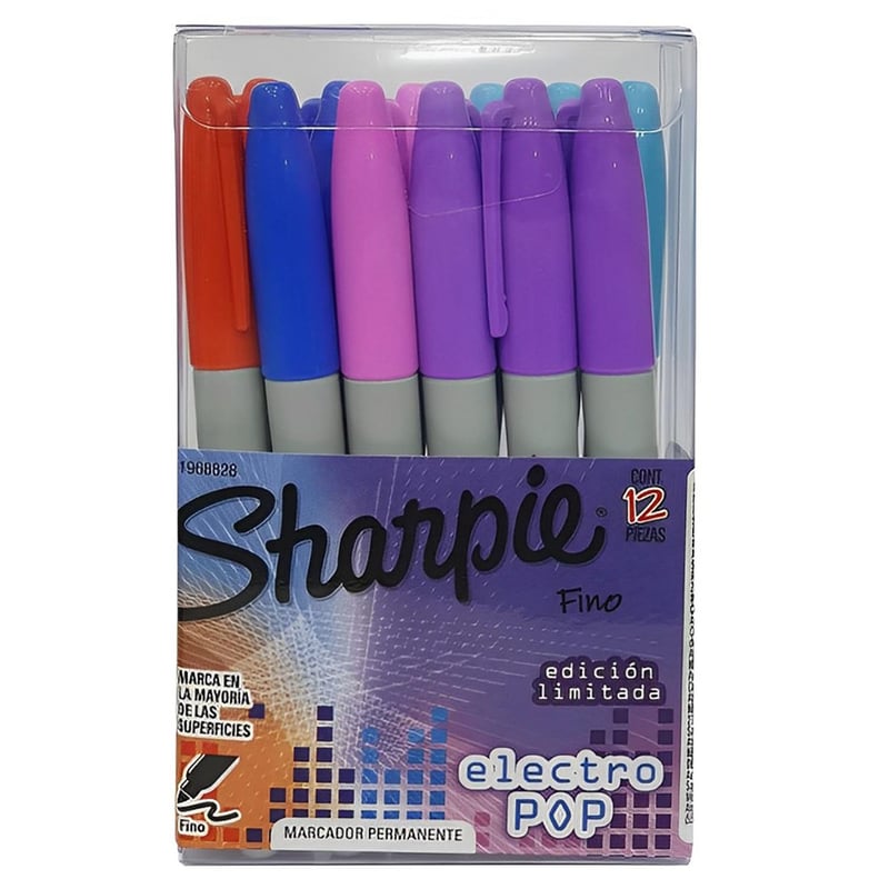 SHARPIE Marcador Sharpie Electro PoP 12 colores Punta Fina Permanente ...
