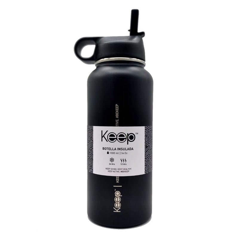 KEEP Botella Metálica Insulada 1 Litro Negra Gym Deporte | falabella.com