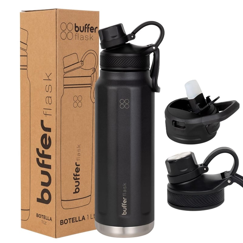 BUFFER FLASK Termo Botella Agua Termica Acero Inox Buffer 1lt - Negro | falabella.com