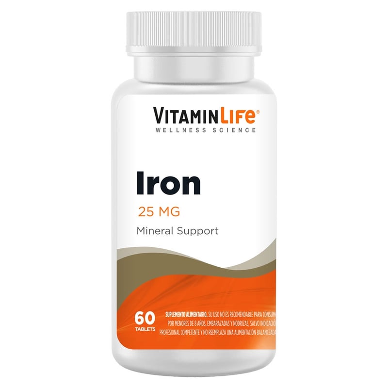 VITAMIN LIFE IRON 25MG SOPORTE DE MINERALES HIERRO 60TAB VITAMIN LIFE ...