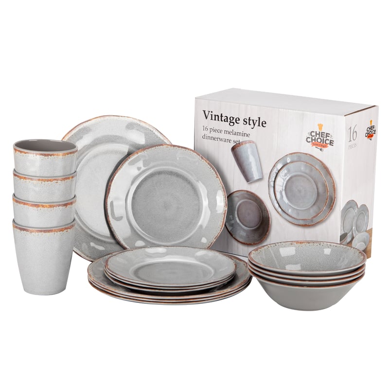 CHEFCHOICE Set 16 Piezas Juego De Vajilla Completo Loza Melamina ...
