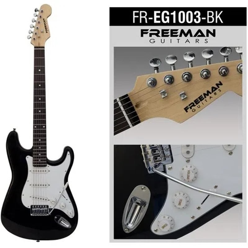 FREEMAN Guitarra eléctrica Stratocaster Negra Freeman. | falabella.com