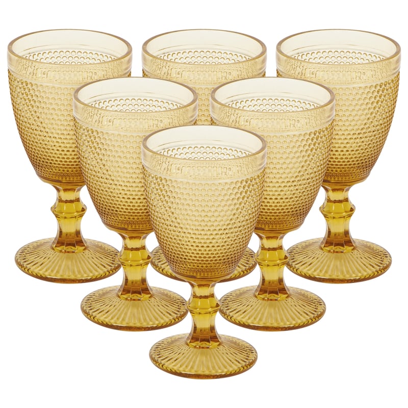 Juego 6 Copas de Vidrio Vintage Elegantes 300ML Amarillo | Sodimac ...