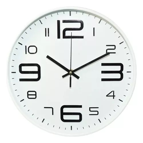 Reloj De Pared Redondo Mural Decorativo 30cm Silencioso 276003 Blanco ...