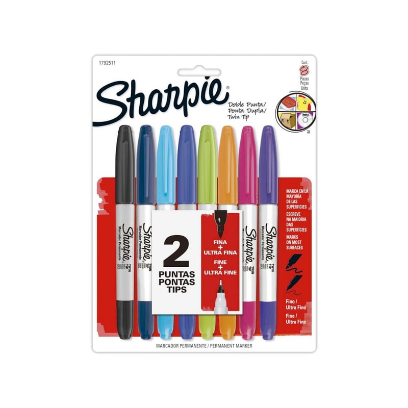 SHARPIE Marcador Sharpie Doble Punta 8 colores Permanente | falabella.com