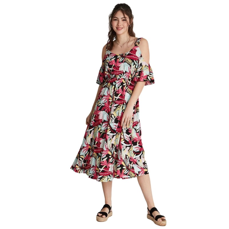 CURVI Vestido Largo Con Hombro Descubierto Mujer Curvi | falabella.com