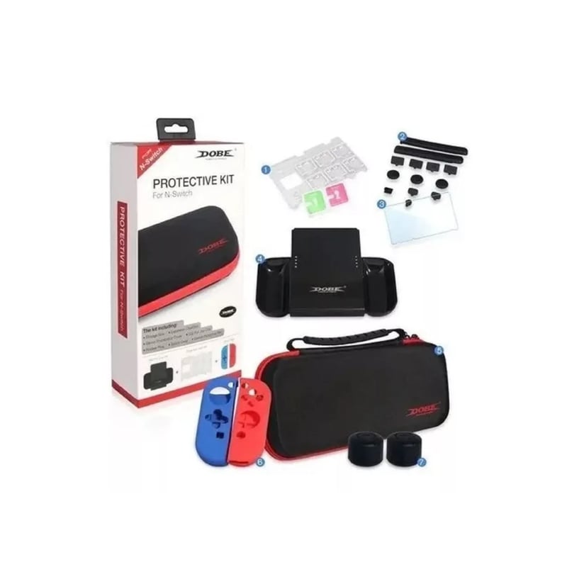 GENERICO Kit Protector Nintendo Switch Bolso Lámina Grip Case Joy Con ...